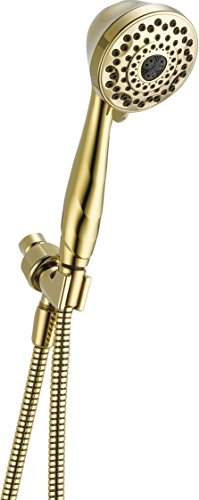 Delta Faucet 7-Spray Hand Held Shower Head with Hose, Gold Handheld Shower Head, Hand Shower, Handheld Shower, Detachable Shower Head, Polished Brass 59346-PB-PK