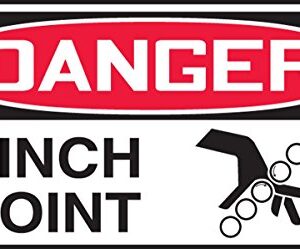 Accuform"Danger Pinch Point" Adhesive Vinyl Safety Label, Pack of 10, 1.5" x 3", Red/Black on White, LEQM009VSP