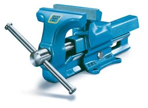 heck industries vh100120 heuer 120 mm forged iron bench vise, forged steel, blue