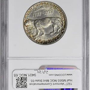 1927 Vermont Commemorative Silver Half MS65 NGC