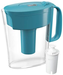 brita water filter pitcher for tap and drinking water with 1 standard filter, lasts 2 months, 6-cup capacity, bpa free, turquoise