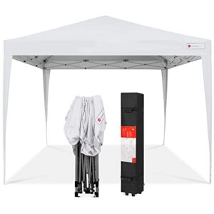 best choice products 10x10ft pop up canopy outdoor portable folding instant lightweight gazebo shade tent w/adjustable height, wind vent, carrying bag - white