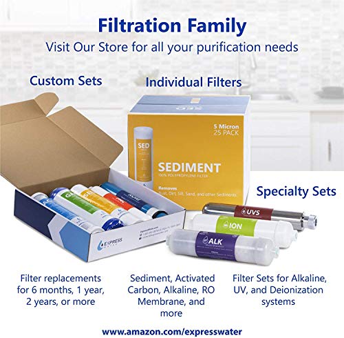 Express Water – 1 Year Alkaline Reverse Osmosis System Replacement Filter Set – 9 Filters – 10 inch Size Water Filters