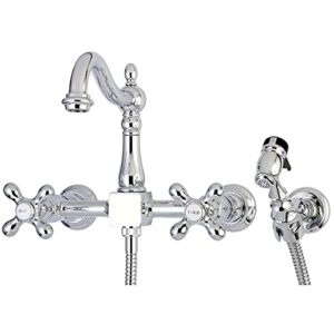 kingston brass ks1261axbs heritage bridge kitchen faucet, polished chrome, 8 x 6.56 x 2.25