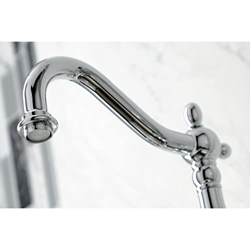 Kingston Brass KS1261AXBS Heritage Bridge Kitchen Faucet, Polished Chrome, 8 x 6.56 x 2.25