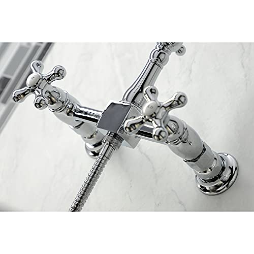 Kingston Brass KS1261AXBS Heritage Bridge Kitchen Faucet, Polished Chrome, 8 x 6.56 x 2.25