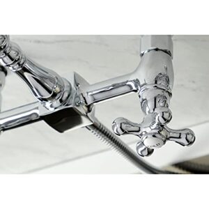 Kingston Brass KS1261AXBS Heritage Bridge Kitchen Faucet, Polished Chrome, 8 x 6.56 x 2.25