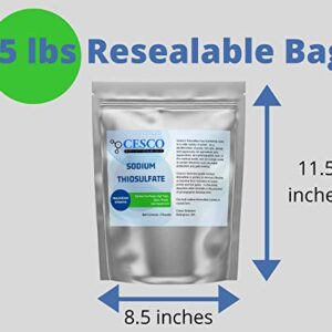 Pool Dechlorinator Sodium Thiosulfate Pentahydrate 5 lbs by Cesco Solutions - Premium Chlorine Neutralizer for Pools, Aquarium, Pond - Technical-Grade Chlorine Remover for Hot Tubs - Bulk Package