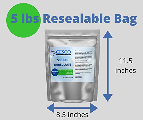 Pool Dechlorinator Sodium Thiosulfate Pentahydrate 5 lbs by Cesco Solutions - Premium Chlorine Neutralizer for Pools, Aquarium, Pond - Technical-Grade Chlorine Remover for Hot Tubs - Bulk Package