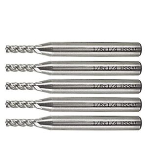 5Pcs End Mill Set, Yosoo HSS CNC 1/8'' End Mill Cutter Drill Bits 1/4'' Shank for Wood, Nylon, Aluminum, Steel, 4 Flute Straight End Mill Set 1/8'' - 1/4''