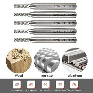 5Pcs End Mill Set, Yosoo HSS CNC 1/8'' End Mill Cutter Drill Bits 1/4'' Shank for Wood, Nylon, Aluminum, Steel, 4 Flute Straight End Mill Set 1/8'' - 1/4''