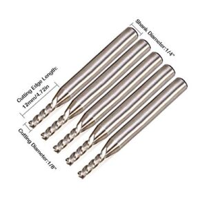 5Pcs End Mill Set, Yosoo HSS CNC 1/8'' End Mill Cutter Drill Bits 1/4'' Shank for Wood, Nylon, Aluminum, Steel, 4 Flute Straight End Mill Set 1/8'' - 1/4''