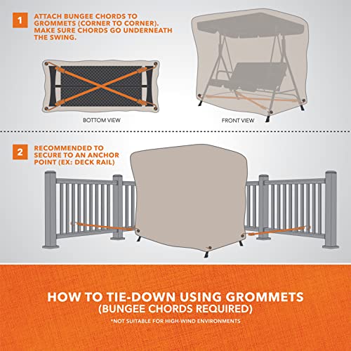 Modern Leisure Patio Swing Cover - Outdoor Furniture Protection Perfect for Patio, Deck, and Porch - Works for Single-, Double-, and Triple-Seater Swings - 87" L x 64" D x 66" H - Beige, Khaki