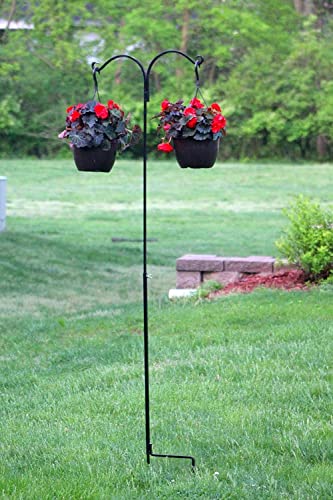 Ashman Black Shepherd Hook 65 Inch (2 Pack), 12MM Thick, Super Strong, Rust Resistant Steel Hook Ideal to use for at Hanging Wind Chimes, Hanging Plant Basket, Solar Light, Bird Feeder and More.