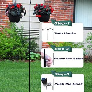 Ashman Black Shepherd Hook 65 Inch (2 Pack), 12MM Thick, Super Strong, Rust Resistant Steel Hook Ideal to use for at Hanging Wind Chimes, Hanging Plant Basket, Solar Light, Bird Feeder and More.