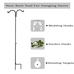 Ashman Black Shepherd Hook 65 Inch (2 Pack), 12MM Thick, Super Strong, Rust Resistant Steel Hook Ideal to use for at Hanging Wind Chimes, Hanging Plant Basket, Solar Light, Bird Feeder and More.