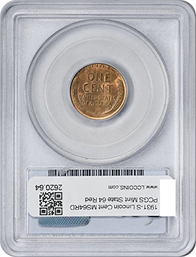 1931-S Lincoln Cent MS64RD PCGS