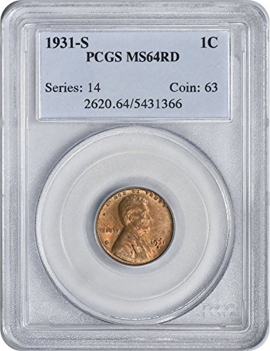 1931-S Lincoln Cent MS64RD PCGS