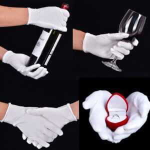 CTKcom White Soft Cotton Gloves,Large Size for Work/Lining Glove,Coin Jewelry Silver Inspection Gloves(6 Pairs) …