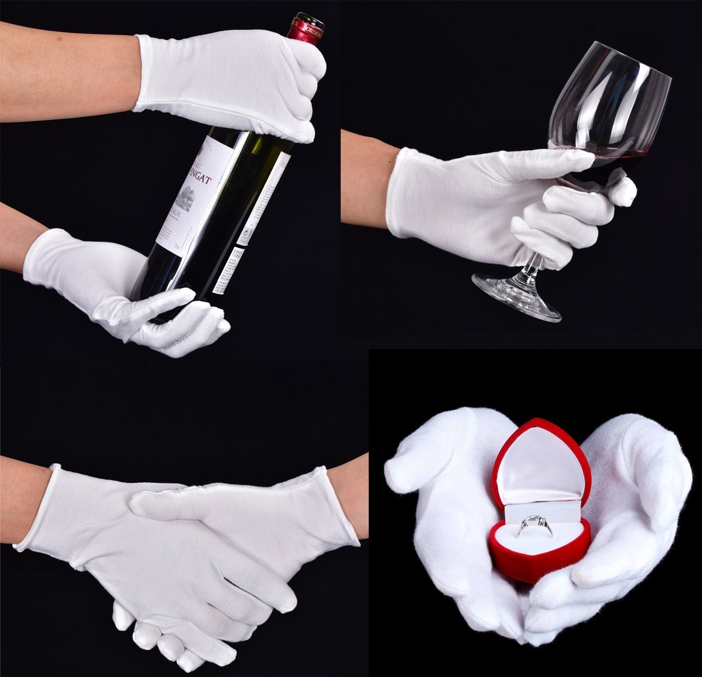 CTKcom White Soft Cotton Gloves,Large Size for Work/Lining Glove,Coin Jewelry Silver Inspection Gloves(6 Pairs) …