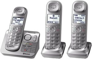 panasonic kx-tgl463s dect_6.0 3-handset landline telephone, silver & white