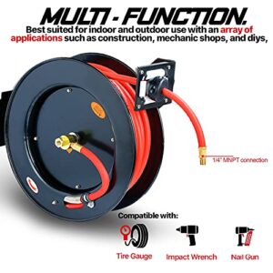 ReelWorks Air Hose Reel 3/8" Inch x 50' Foot Heavy Duty Industrial Max 300PSI Flex Hybrid Polymer Hose