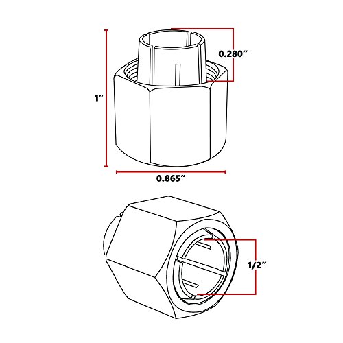 Big Horn 19693 1/2" Router Collet Replaces Hitachi 325-199, 323-421, Dewalt 326286-03, Bosch 2610906284