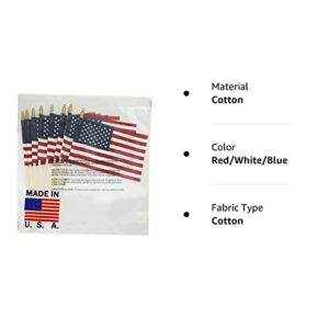 GIFTEXPRESS Set of 12, Proudly Made in U.S.A. Small American Flags 4x6 Inch/Small US Flag/Mini American Stick Flag/American Hand Held Stick Flags Spear Top