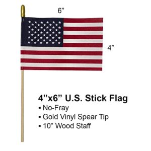 GIFTEXPRESS Set of 12, Proudly Made in U.S.A. Small American Flags 4x6 Inch/Small US Flag/Mini American Stick Flag/American Hand Held Stick Flags Spear Top