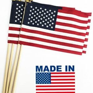 GIFTEXPRESS Set of 12, Proudly Made in U.S.A. Small American Flags 4x6 Inch/Small US Flag/Mini American Stick Flag/American Hand Held Stick Flags Spear Top