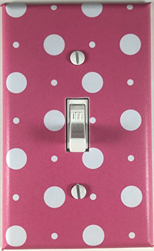 White Hot Pink Polka Dots Single Decorative Single Toggle Light Switch Plate Cover