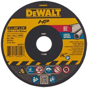 dewalt dwa8063f t1 hp fast cut-off wheel, 5" x 0.040" x 7/8"