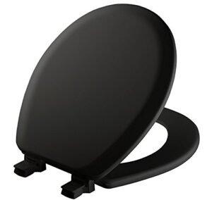 mayfair 841ec 047 cameron toilet seat will never loosen and easily remove, round (pack of 1), durable enameled wood, black