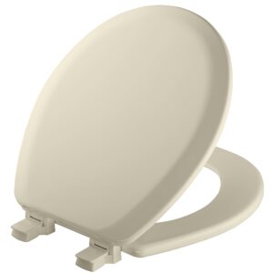 MAYFAIR 41EC 346 Cameron Toilet Seat will Never Loosen and Easily Remove, ROUND, Durable Enameled Wood, Biscuit/Linen