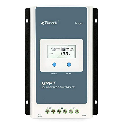 MPPT Solar Charge Controller 40A Max.PV 100V Negative Grounded Tracer 4210AN + Remote Meter MT50+Temp Sensor Cable for Gel Sealed Flooded Lithium Solar Battery Charging