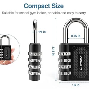 Puroma 2 Pack Combination Locks Outdoor Waterproof Padlock for School Gym Locker Outdoor Fence Hasp Cabinet Toolbox Locker (Black)