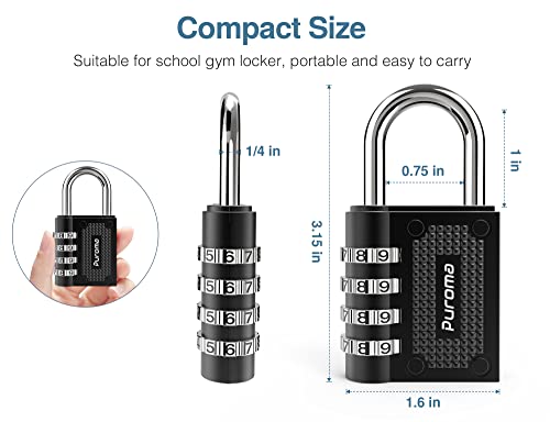 Puroma 2 Pack Combination Locks Outdoor Waterproof Padlock for School Gym Locker Outdoor Fence Hasp Cabinet Toolbox Locker (Black)