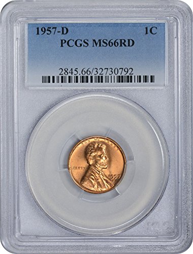 1957-D Lincoln Cent, MS66RD, PCGS