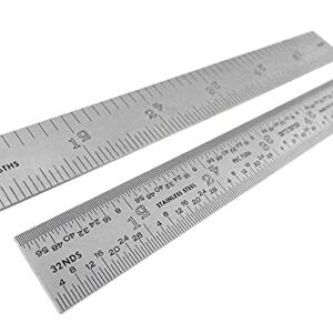 PEC Tools Rigid 6" 4R Stainless Steel Satin Chrome Machinist Engineer Ruler Scale with Markings 1/8, 1/16, 1/32 & 1/64 7506