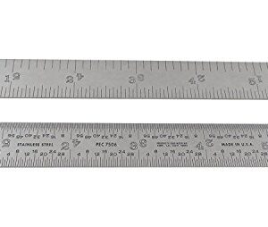 PEC Tools Rigid 6" 4R Stainless Steel Satin Chrome Machinist Engineer Ruler Scale with Markings 1/8, 1/16, 1/32 & 1/64 7506