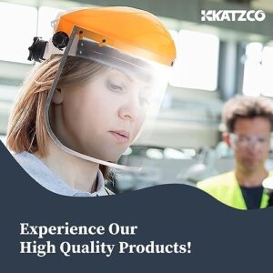 Katzco Clear Full Face Shield Visor Mask – Face And Head Coverage- Ideal For Automotive, Construction, General Manufacturing, Mining, Oil/Gas Uses