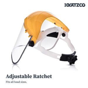 Katzco Clear Full Face Shield Visor Mask – Face And Head Coverage- Ideal For Automotive, Construction, General Manufacturing, Mining, Oil/Gas Uses