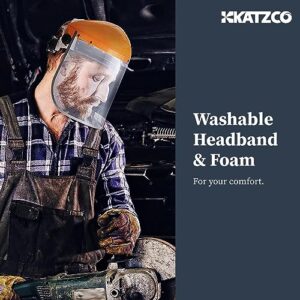 Katzco Clear Full Face Shield Visor Mask – Face And Head Coverage- Ideal For Automotive, Construction, General Manufacturing, Mining, Oil/Gas Uses