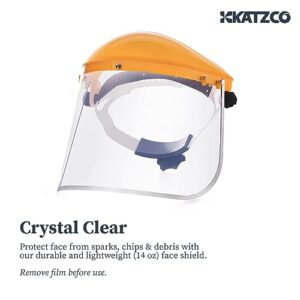 Katzco Clear Full Face Shield Visor Mask – Face And Head Coverage- Ideal For Automotive, Construction, General Manufacturing, Mining, Oil/Gas Uses