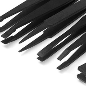 FEITA Precision Plastic Tweezers Kit - Plastic Anti static Tweezers Set Pickup Craft Electronics DIY Repair Tool - Black - 6Pcs