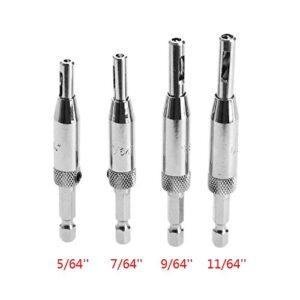 MUXSAM 4PCS Hinge Drill Bit Set, Self-Centering Hinge Tapper Core Drill Bit Tools for Woodworking Adjustable Door Window Cabinet Hole Reamer(5/64'' 7/64'' 9/64'' 11/64'')