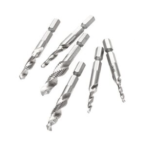 muxsam 6pcs drill tap combination bit set deburr countersink hex bit hss 1/4 shank