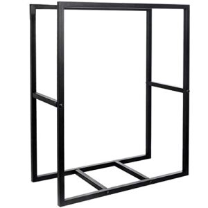 MyGift Black Powder Coated Metal Firewood Rack Indoor Fireplace Log Storage, 30 Inch Outdoor Wood Rack