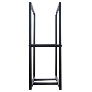 MyGift Black Powder Coated Metal Firewood Rack Indoor Fireplace Log Storage, 30 Inch Outdoor Wood Rack