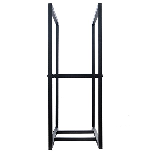 MyGift Black Powder Coated Metal Firewood Rack Indoor Fireplace Log Storage, 30 Inch Outdoor Wood Rack